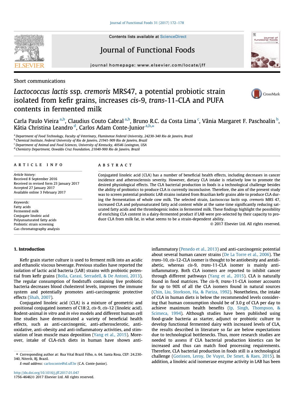 Lactococcus lactis ssp. cremoris MRS47, a potential probiotic strain ...