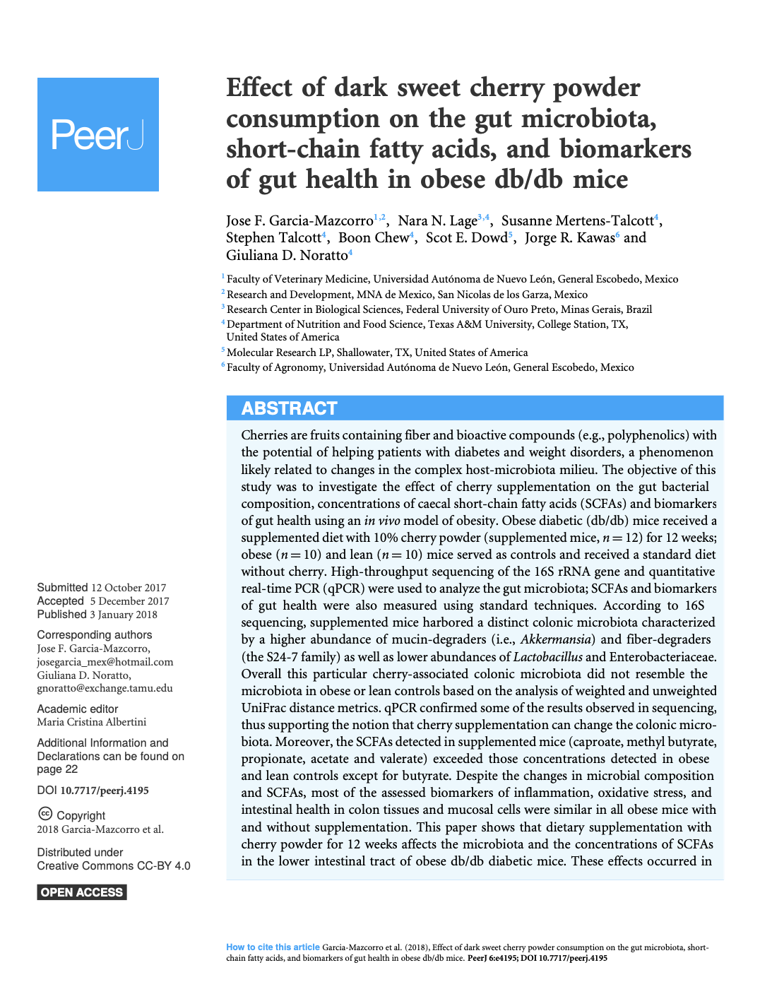 Effect of dark sweet cherry powder consumption on the gut microbiota ...