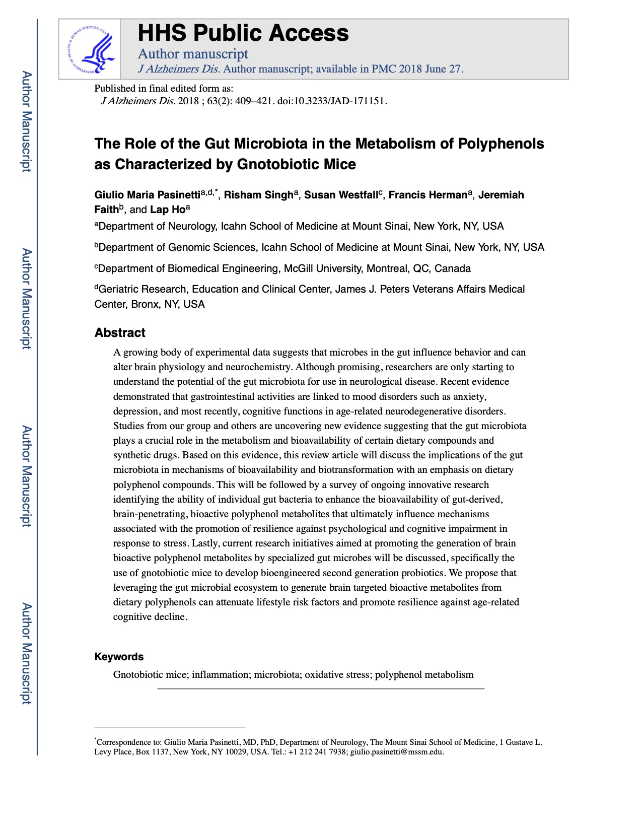 The Role of the Gut Microbiota in the Metabolism of Polyphenols as ...