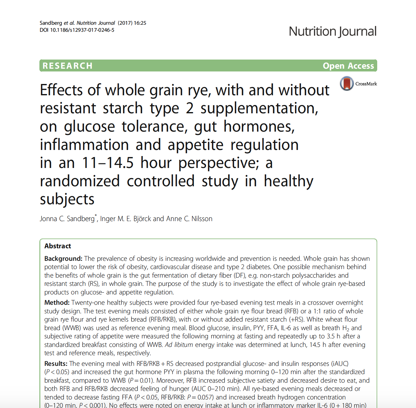 Whole grain rye bread has the potential to improve cardiovascular health