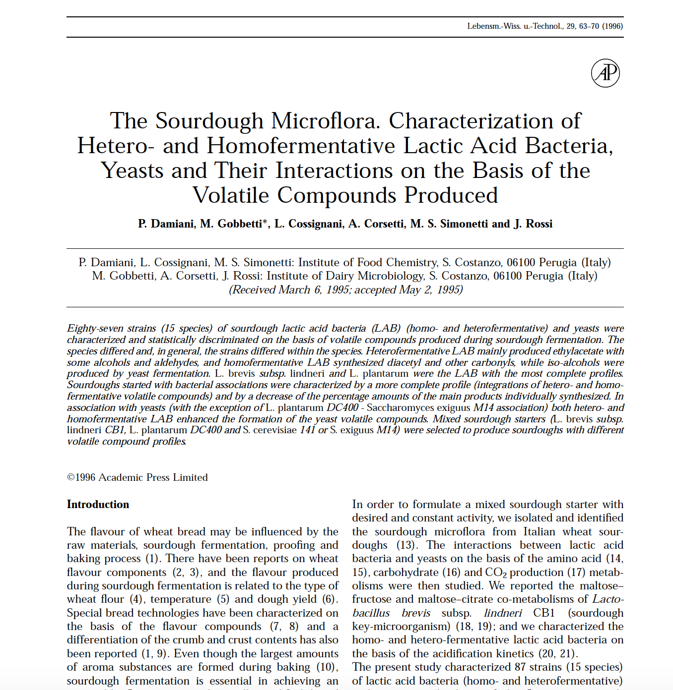 The Sourdough Microflora. Characterization of Hetero- and ...