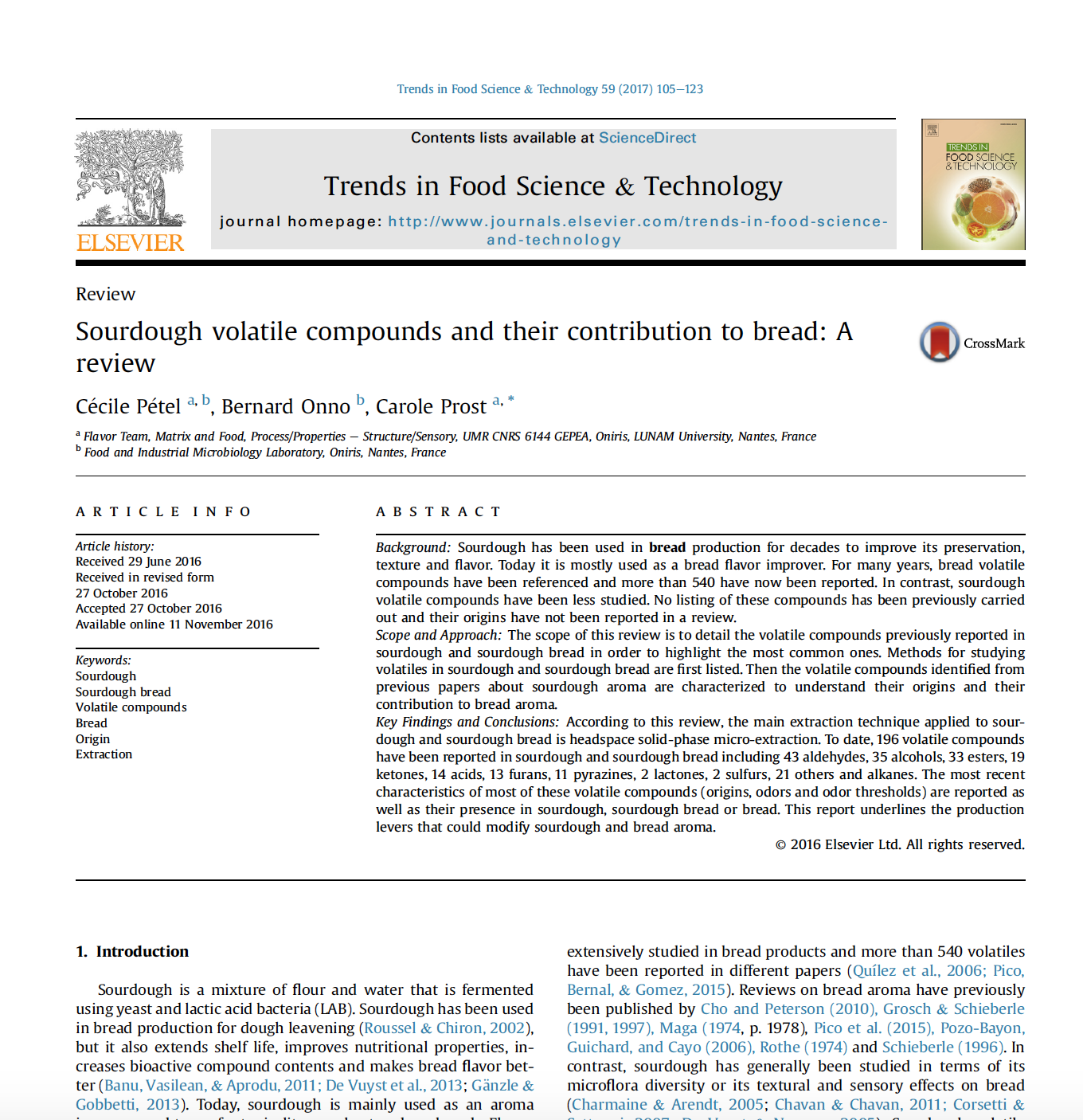 Sourdough volatile compounds and their contribution to bread: A review ...