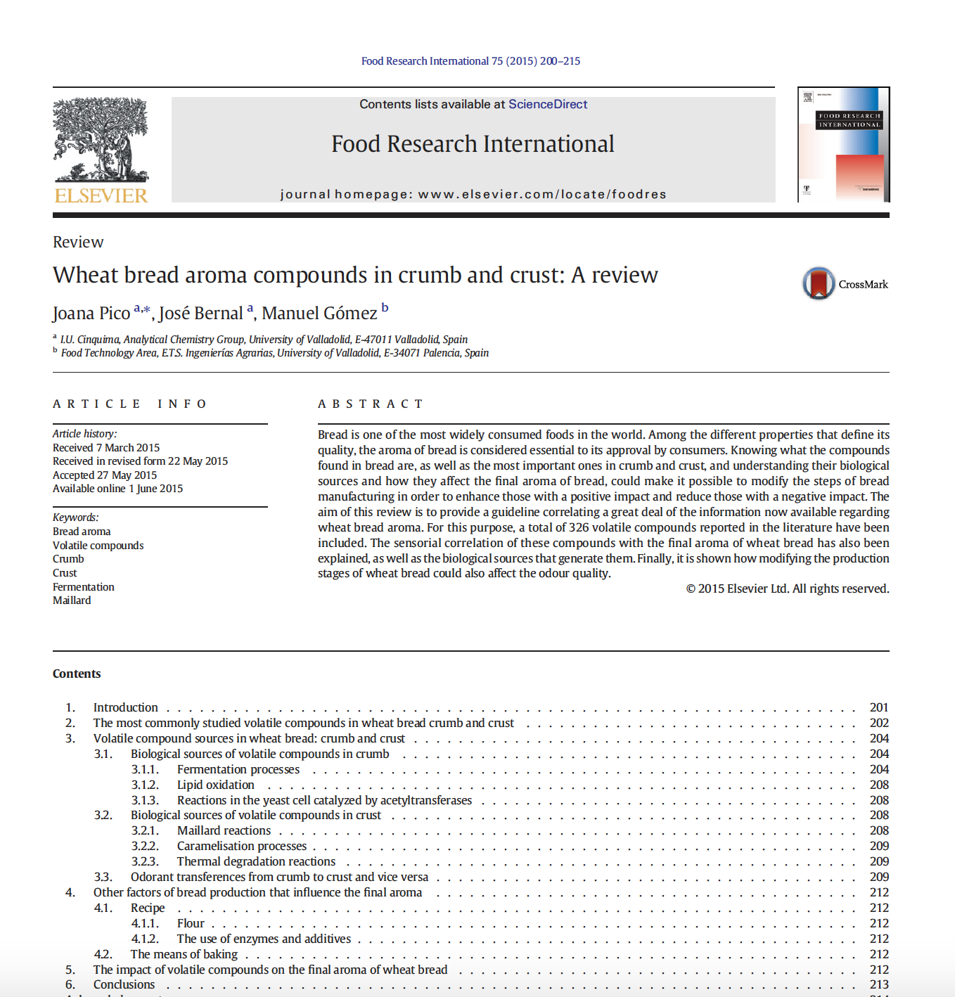 Wheat bread aroma compounds in crumb and crust: A review - The ...