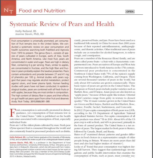 Systematic Review of Pears and Health - The Sourdough School