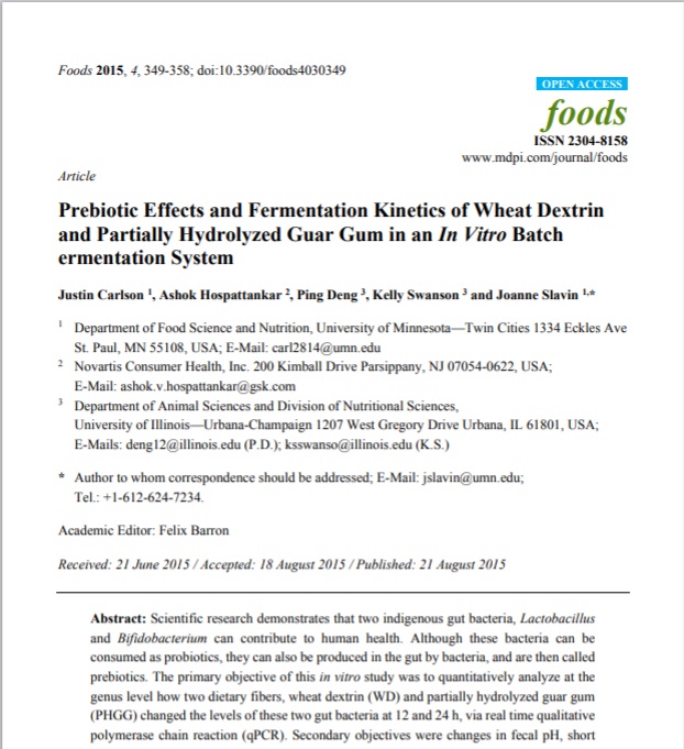 Prebiotic Effects and Fermentation Kinetics of Wheat Dextrin and ...