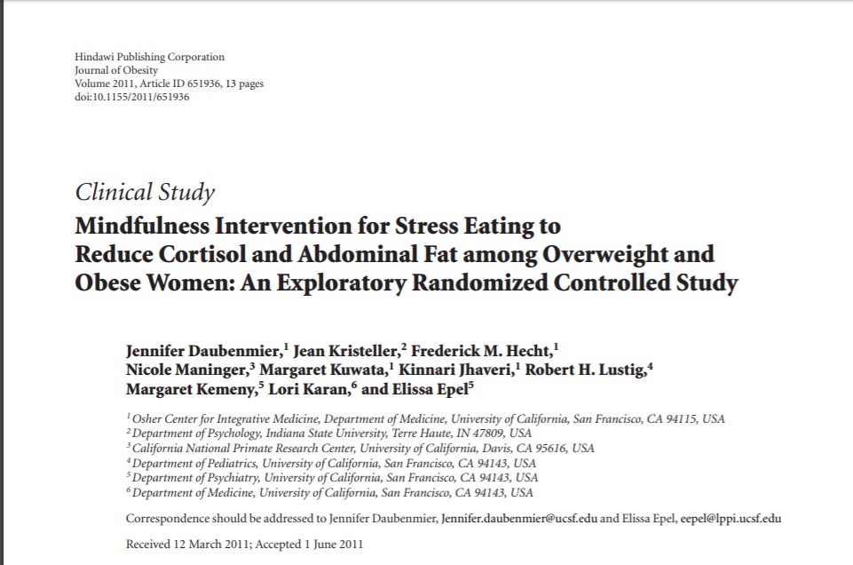 Mindfulness Intervention for Stress Eating to Reduce Cortisol and ...