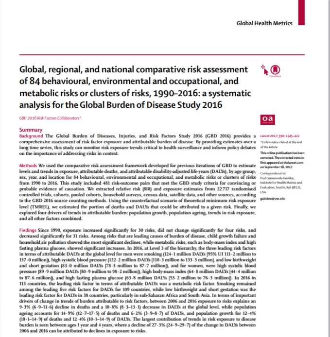 Global, regional, and national comparative risk assessment of 84 ...