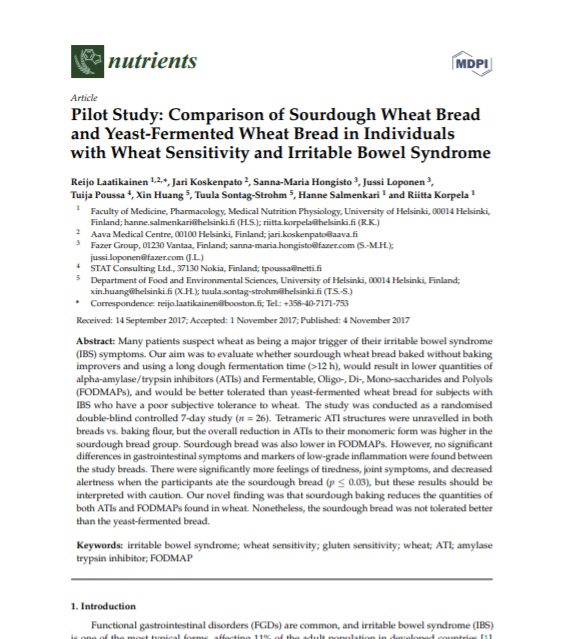 Pilot Study: Comparison of Sourdough Wheat Bread and Yeast-Fermented ...