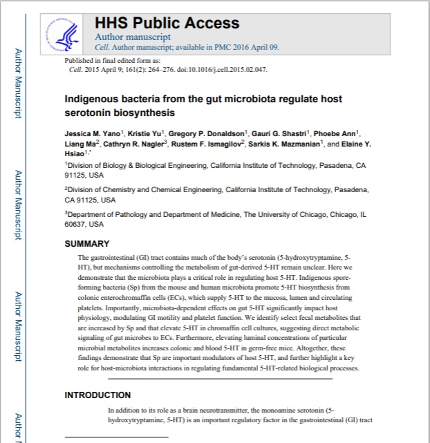 Indigenous bacteria from the gut microbiota regulate host serotonin ...
