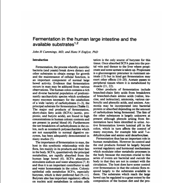 Fermentation in the human large intestine and the available substrates ...