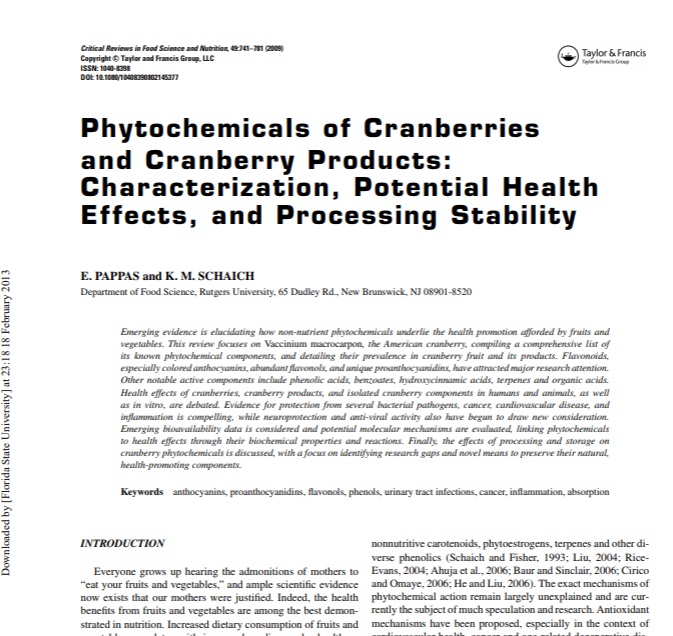 Phytochemicals of cranberries and cranberry products: characterization ...